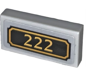 LEGO Medium Stone Gray Tile 1 x 2 with Gold Address Plaque '222 ...