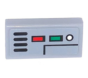 LEGO Medium Stone Gray Tile 1 x 2 with White, Green and Red Button and ...