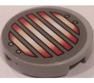 LEGO Medium Stone Gray Tile 2 x 2 Round with Red Headlight Sticker with ...