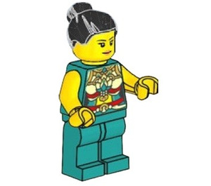 LEGO Musician with Dark Turquoise Outfit and Top Knot Bun (Singing ...