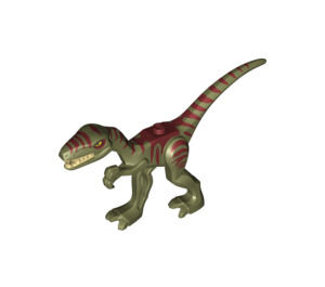 LEGO Olive Green Coelophysis with Dark Red Stripes and Yellow Eyes ...