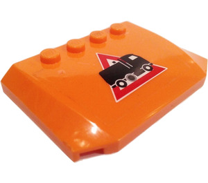LEGO Orange Wedge 4 x 6 Curved with Street Sweeper (Red Triangle ...