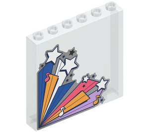 LEGO Panel 1 x 6 x 5 with Starburst and Musical Notes (Right) Sticker ...