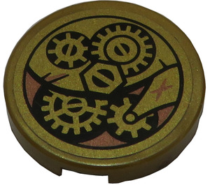 LEGO Pearl Gold Tile 2 x 2 Round with Golden Cog Wheels From Set 70754 ...