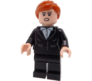 LEGO Pepper Potts with Black Suit and Dark Orange Hair with Ponytail ...