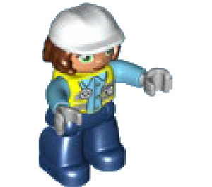 LEGO Railroad Worker with Vibrant Yellow Vest and White Helmet Duplo ...