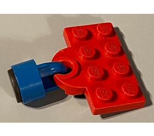 LEGO Red Plate 2 x 4 with Train Coupler Plate and Blue Magnet (7.5mm ...