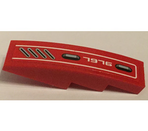 LEGO Red Slope 1 x 4 Curved with Vent and "7976" Sticker (11153 / 61678 ...