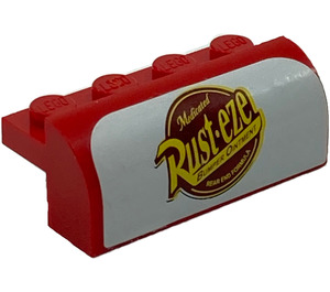 LEGO Red Slope 2 x 4 x 1.3 Curved with Rust-eze Logo Sticker (6081 ...