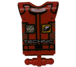 LEGO Red Technic Action Figure Body Part with 'TECHNIC', Belt and Logos ...
