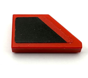 LEGO Red Tile 1 x 2 45° Angled Cut Left with black background with red ...