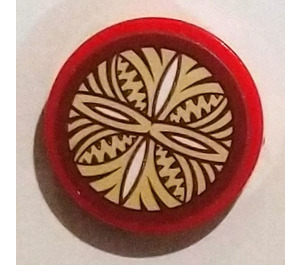 LEGO Red Tile 2 x 2 Round with Geometric pattern Sticker with Bottom ...