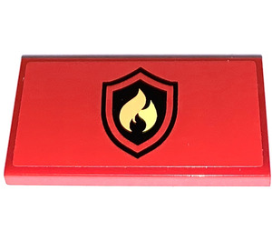 LEGO Red Tile 2 x 4 with Fire Logo Badge Sticker (87079) | Brick Owl ...