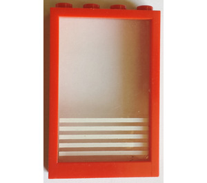 LEGO Red Window Frame 1 x 4 x 5 with Fixed Glass with White Stripes ...