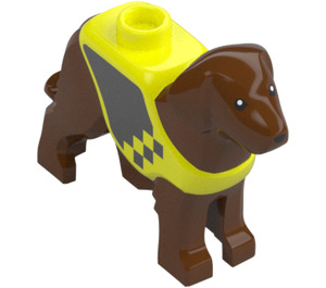 LEGO Reddish Brown Dog - Labrador with Vibrant Yellow Vest with Silver ...