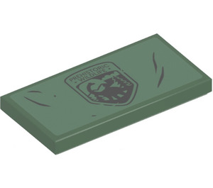 LEGO Sand Green Tile 2 x 4 with ‘PREHISTORIC WILDLIFE’ Logo Sticker ...