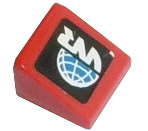 LEGO Slope 1 x 1 (31°) with 'WR' and half globe (right side) Sticker ...