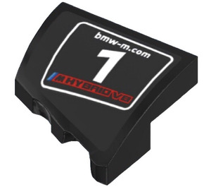 LEGO Slope 2 x 2 x 0.6 Curved Angled Right with ‘bmw-m.com’, ‘1’ and ‘M ...