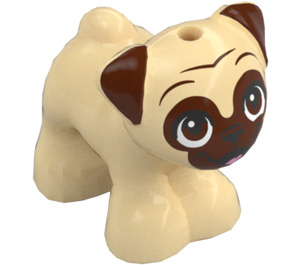 LEGO Tan Dog - Pug (Small) with Brown Face and Eyes Looking Up (24111 / ...