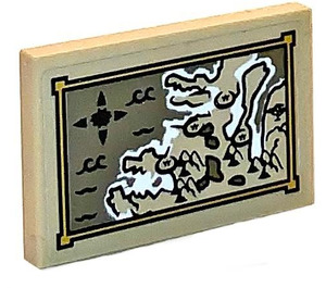 LEGO Tan Tile 2 x 3 with Antique Map with Compass Rose Sticker (26603 ...