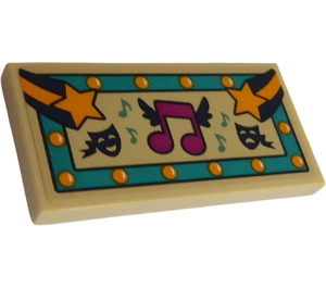 LEGO Tan Tile 2 x 4 with Sheet Music, Stars and Masks Sticker (87079 ...