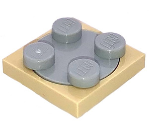 LEGO Tan Turntable 2 x 2 Plate with Medium Stone Gray Top | Brick Owl