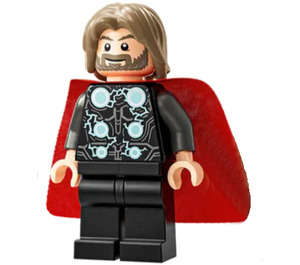 LEGO Thor med Svart Kostym och Mörk Gulbrun Rufsigt hår med Spongy ...