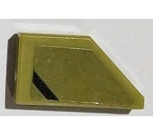 LEGO Tile 1 x 2 45° Angled Cut Left with Black stripe on olive Sticker ...