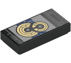 LEGO Tile 1 x 2 with Tablet with Death Star Plans with Groove (3069 ...