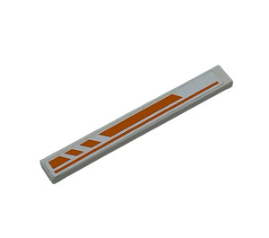 LEGO Tile 1 x 8 with Orange Line and Broken Stripe on Right Side ...