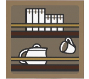 LEGO Tile 2 x 2 Inverted with Books and Jug on Shelves Sticker | Brick ...