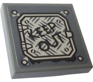 LEGO Tile 2 x 2 Inverted with Tread Plate and 'KEEP OUT' Sticker (11203 ...