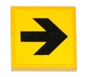 LEGO Tile 2 x 2 with Black on Yellow Arrow Sticker with Groove (3068 ...