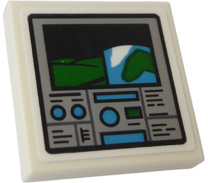 LEGO Tile 2 x 2 with Computer Monitor with Landscape Sticker with ...
