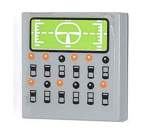 LEGO Tile 2 x 2 with Lime Screen and Control Panel Sticker with Groove ...