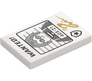 LEGO Tile 2 x 3 with 'WANTED!' Poster with Crook '605-21' (26603 / ...