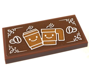 LEGO Tile 2 x 4 with Smiling Coffee Cups Sticker (87079) | Brick Owl ...