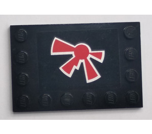 LEGO Tile 4 x 6 with Studs on 3 Edges with Red Jek-14 Insignia Pattern ...