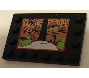 LEGO Tile 4 x 6 with Studs on 3 Edges with Street Alley Sticker (6180 ...