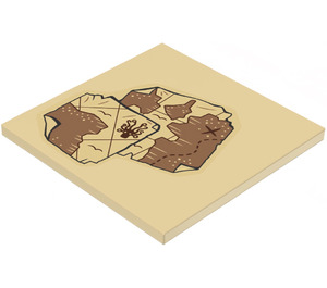 LEGO Tile 6 x 6 with Map with Octopus Sticker with Bottom Tubes (10202 ...