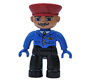 LEGO Train Conductor with Blue Jacket and Black Legs Duplo Figure with ...