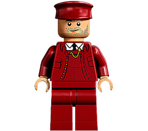LEGO Train Conductor with Dark Red Uniform and Warm Tan Head Minifigure ...