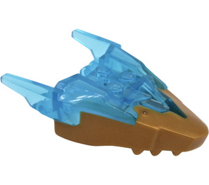 LEGO Transparent Light Blue Dragon Head with Horns with Pearl Gold Face ...