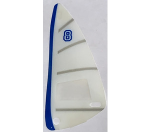 LEGO Transparent Windsurfing Sail 6 x 12 with ‘8’ and Blue and Gray ...
