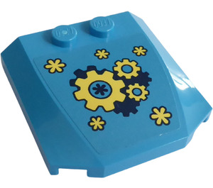 LEGO Wedge 4 x 4 Curved with Yellow Flowers and Cog Wheels Sticker ...