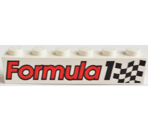 LEGO White Brick 1 x 6 with FORMULA 1 Text and Checkered Flag (3009 ...