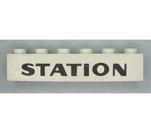 LEGO White Brick 1 x 6 with "STATION" (3009) | Brick Owl - LEGO Marketplace