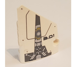 LEGO White Curved Panel 14 Right with mechanical pattern and "3.01 ...