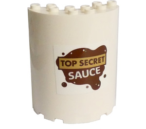 LEGO White Cylinder 3 x 6 x 6 Half with ' TOP SECRET SAUCE' Sticker ...