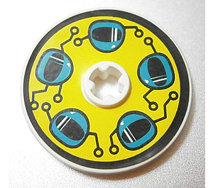 LEGO White Disk 3 x 3 with Helmets on Yellow Background Sticker (2723 ...